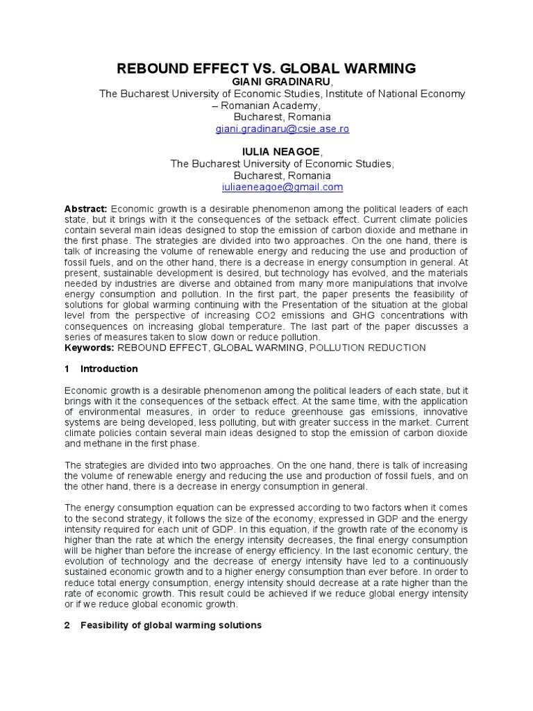 Rebound Effect vs. Global Warming | PDF | Greenhouse Gas | Climate Change