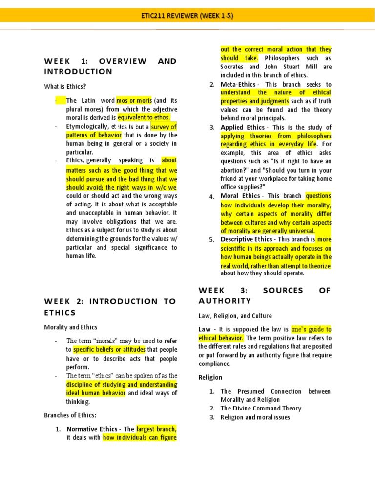 Etic211 Reviewer | PDF | Morality | Thought