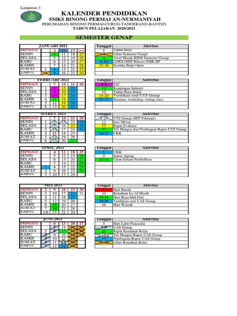 Kaldik SMK BP 2020-2021 | PDF