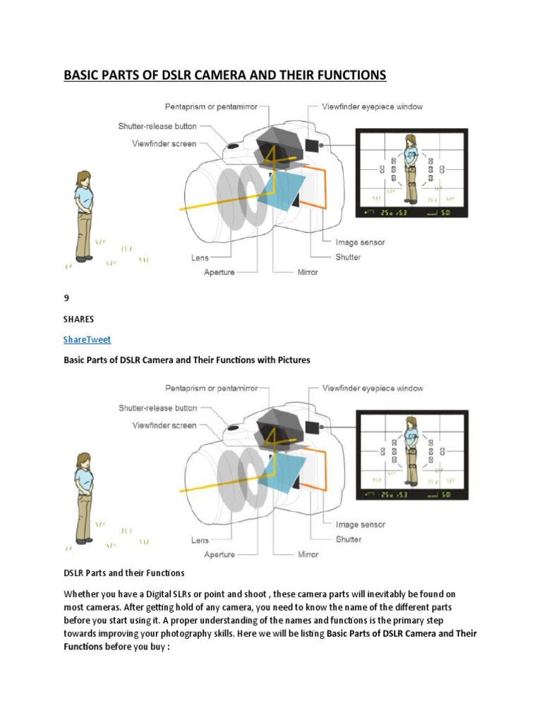 Basic Parts of DSLR Camera and Their Functions | PDF | Camera | Digital Single Lens Reflex Camera