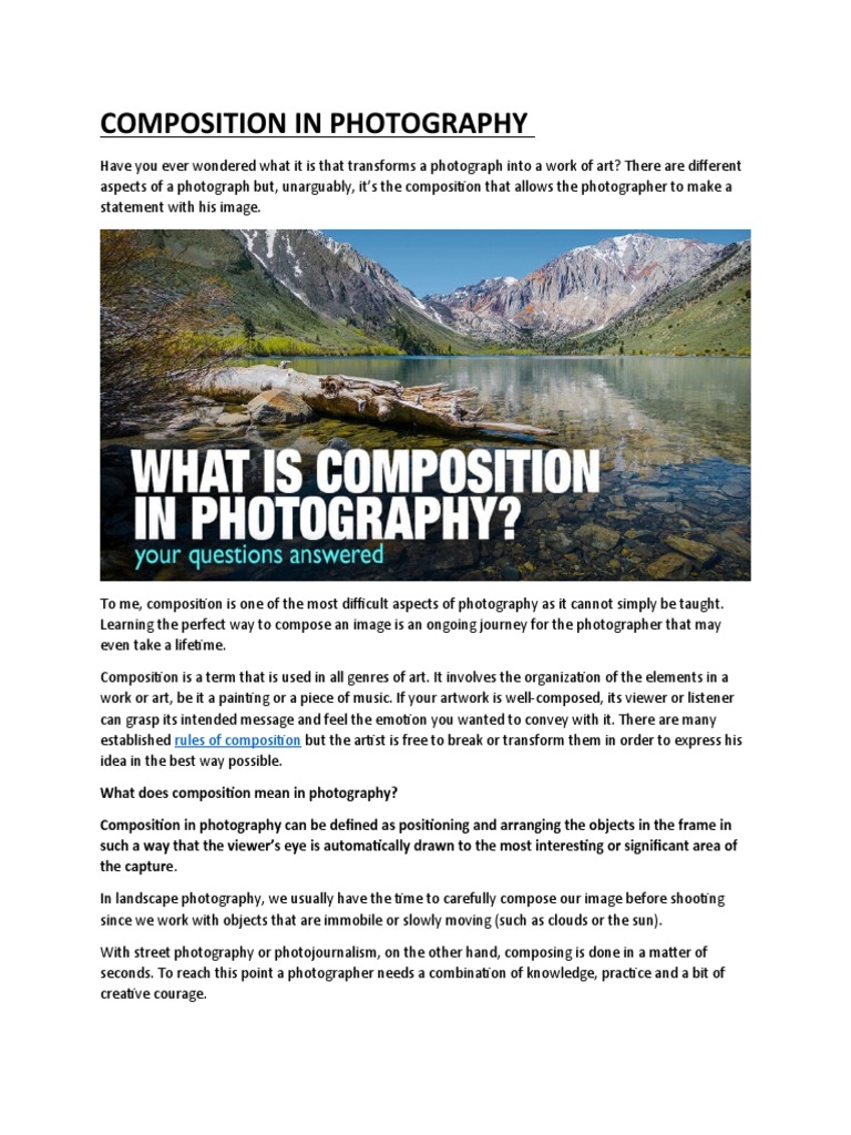 Composition in Photography | Download Free PDF | Composition (Visual Arts) | Photograph