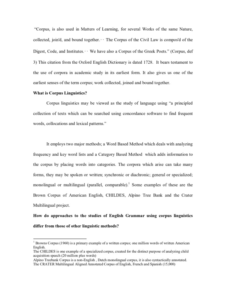What Is Corpus Linguistics Assignment | PDF | Applied Linguistics | Linguistics