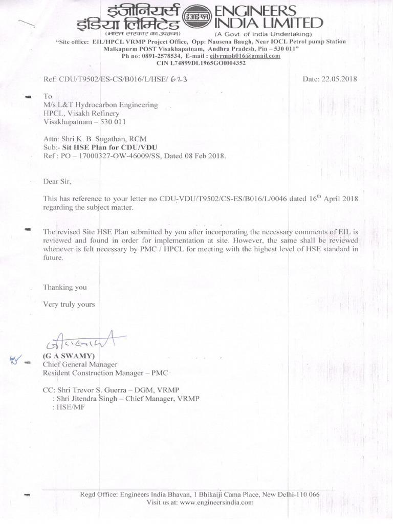 Approved Site Hse Plan (Cdu - Vdu) | PDF | Oil Refinery | Cracking (Chemistry)