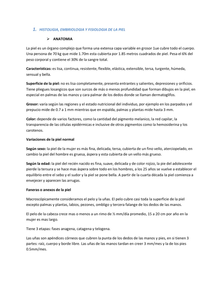 Dermatologia Resumen | PDF | Piel | Epidermis