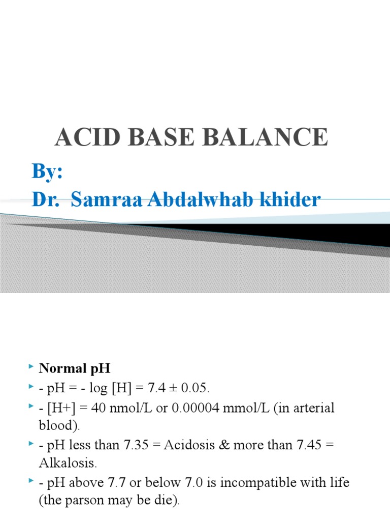 Acid Base Balance | PDF | Physiology | Medical Specialties