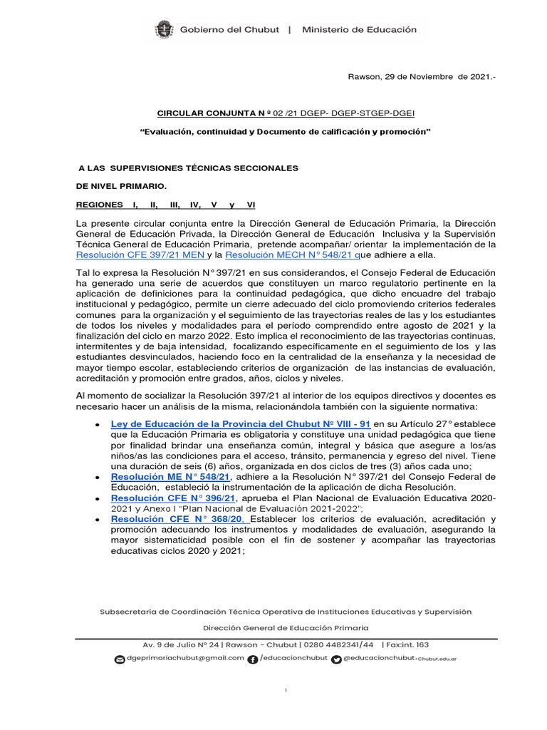 Circular Conjunta #02-2021 - EVALUACIÒN Continuidad y Doc. Calificaciones | PDF