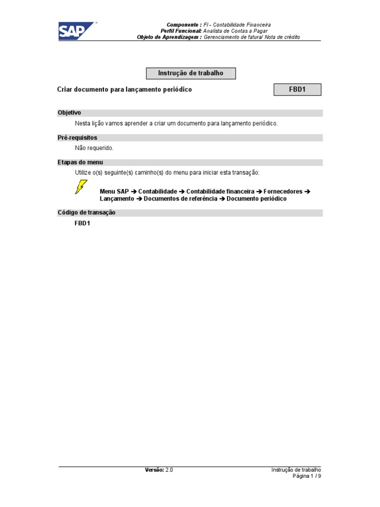 fbd1 Criar Documento para Lancamento Periodico | PDF | Contabilidade ...