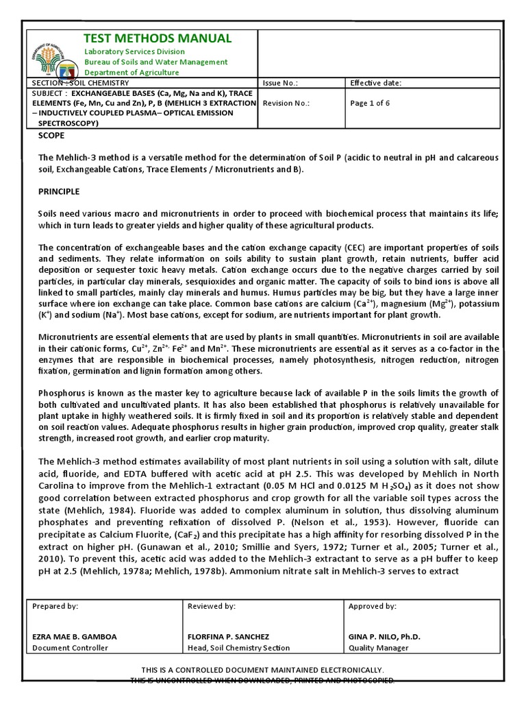 Test Method Manual For ICP OES EBTE P and B | PDF | Technology ...