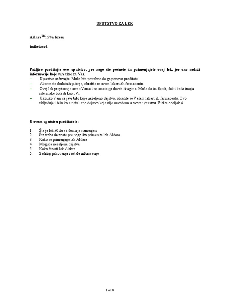 Uputstvo Za Lek | PDF