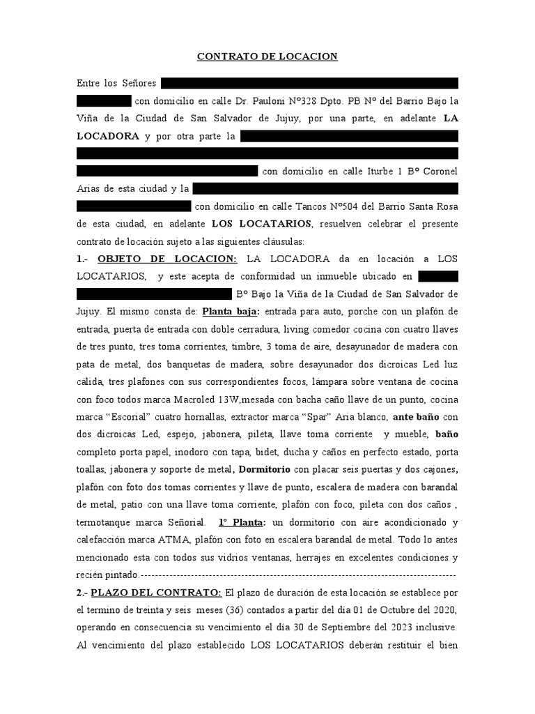 Contrato de Locación de Vivienda (Habitacional) | PDF | Derecho privado ...