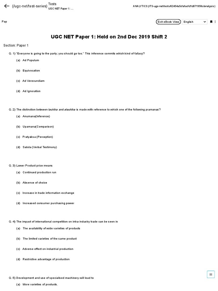 UGC NET Paper 1: Held On 2nd Dec 2019 Shift 2 | PDF | Sampling ...