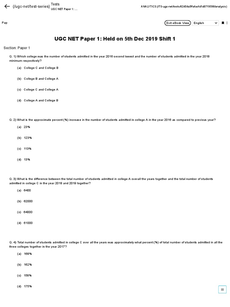 UGC NET Paper 1: Held On 5th Dec 2019 Shift 1 | PDF | Teaching Methods & Materials | Technology ...