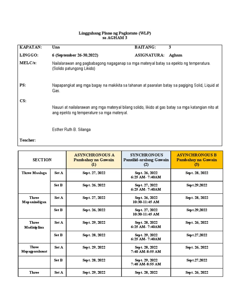 Agham WLP q1 Gr3 Week-6 | PDF