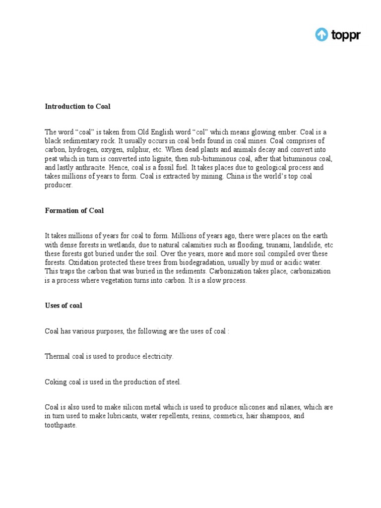 CBSE Class 8 Science Chapter 5 Coal and Petroleum Revision Notes | PDF ...