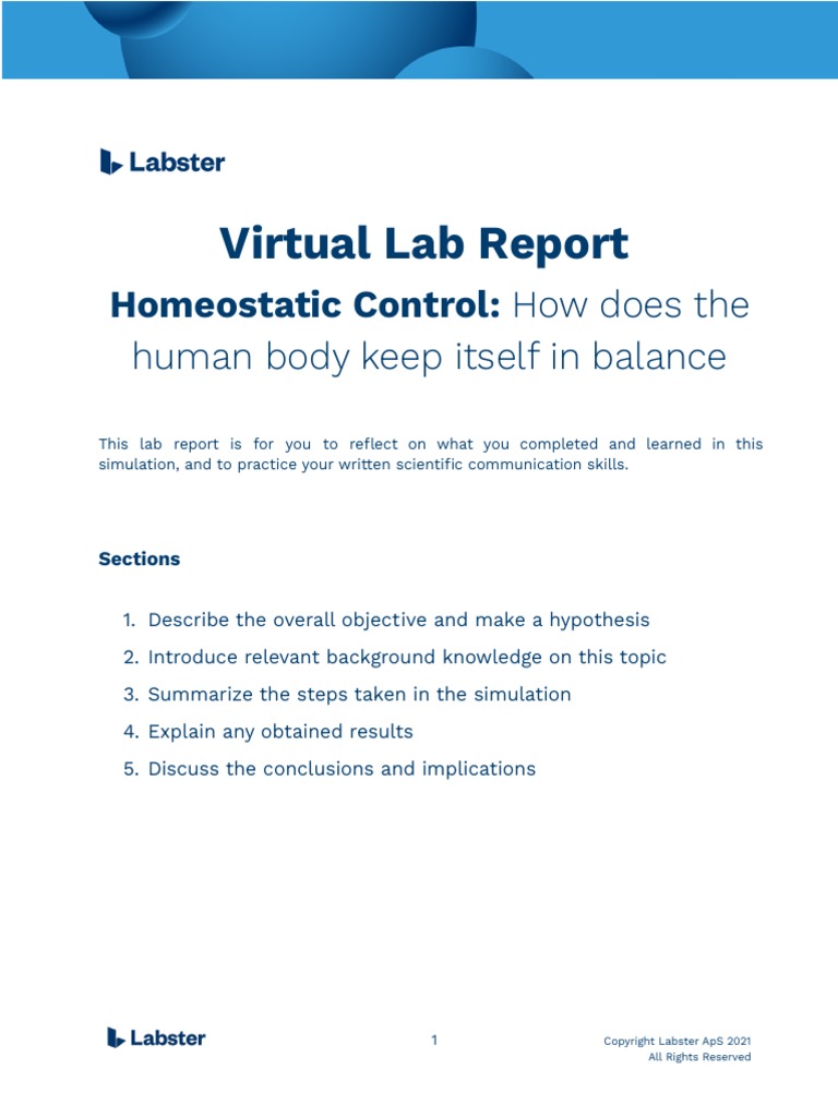 Lab Report # 1 - HOMEOSTASIS | PDF | Homeostasis | Stimulus (Physiology)