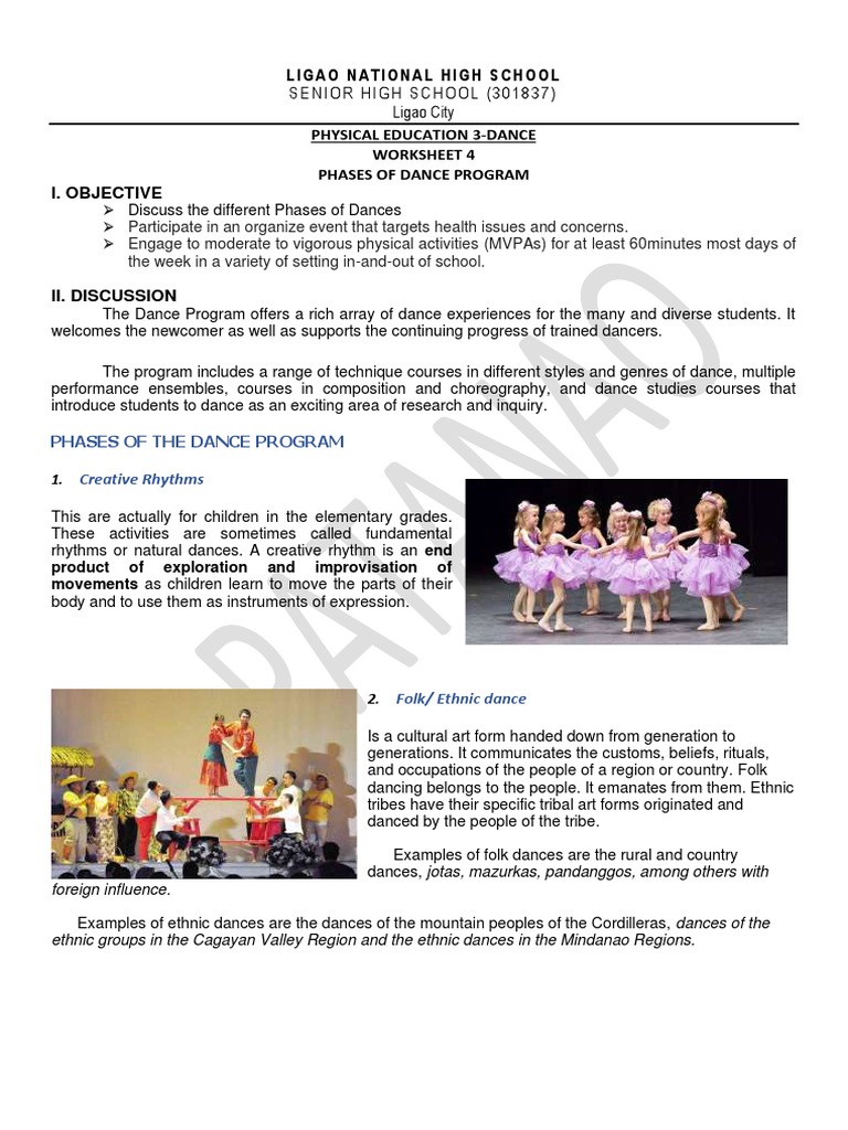 Pe 3 Worksheet 4 | PDF | Dances | Ballroom Dance
