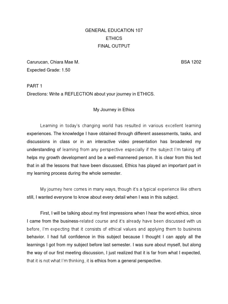 Carurucan, Chiara Mae M. (Final Output in Ethics) | PDF | Learning | Experience