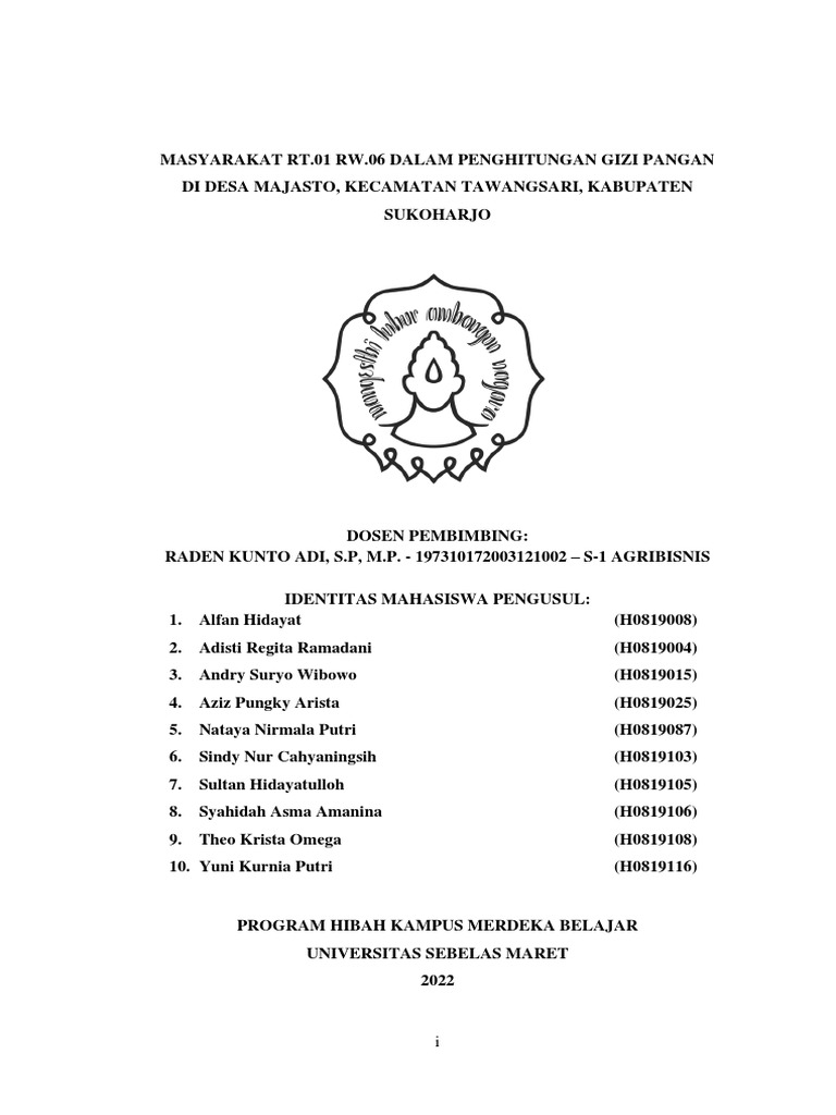 Paper 1 EPG - Majasto RT.01 RW.06 Dalam Penghitungan Gizi Pangan | PDF