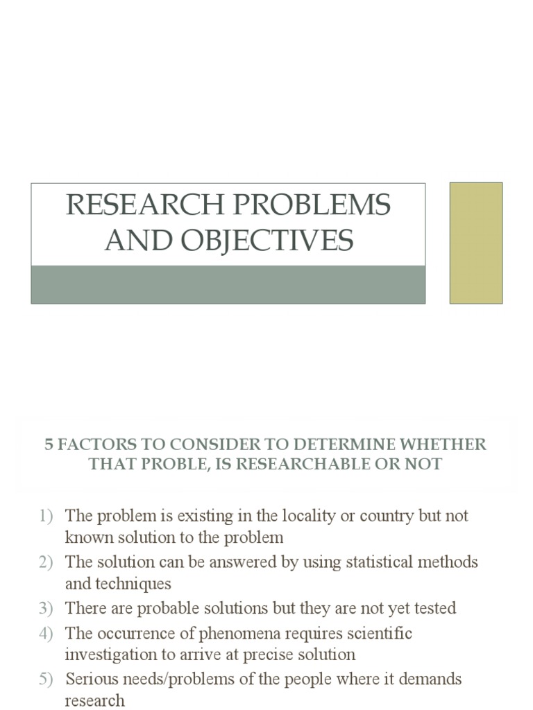 Research Problems and Objectives | PDF