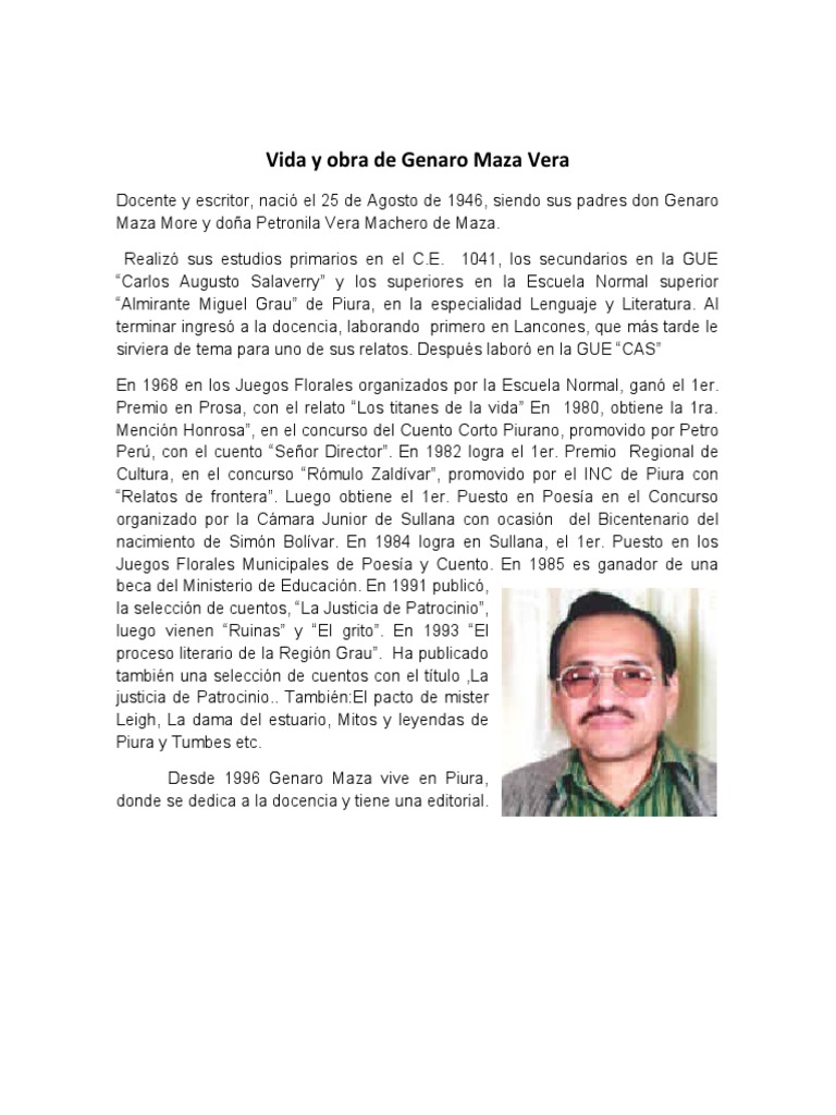Vida y Obra de Genaro Maza Vera | PDF
