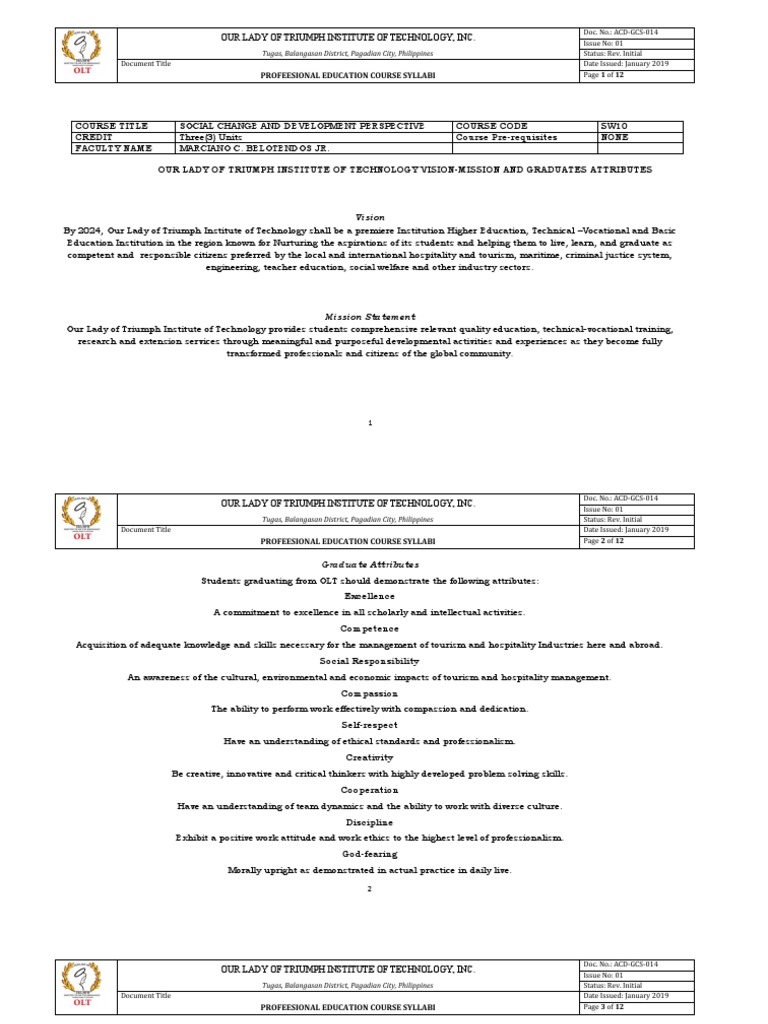 Social Change and Development Perspectives | PDF | Teaching Method ...