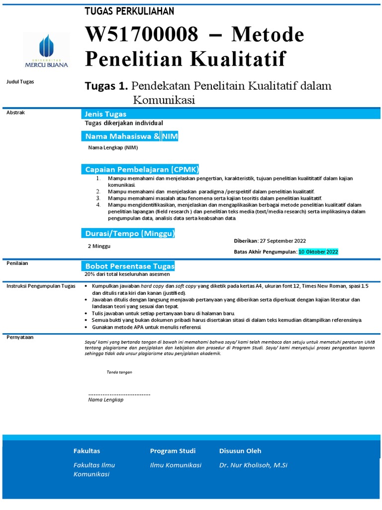 RTM-01 - S1 (OBE) - MP Kualitatif | PDF | Karier & Perkembangan