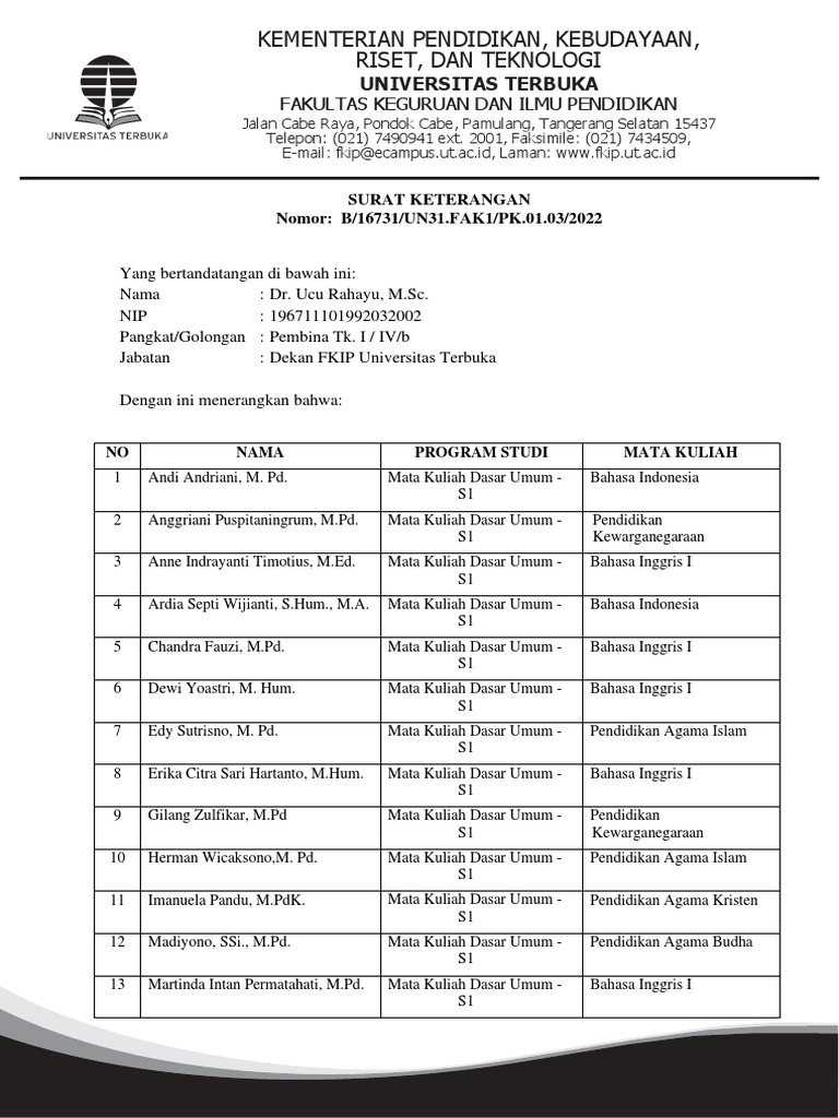 Surat Keterangan Telah Mengikuti Pelatihan Calon Tutor Tutorial Online ...