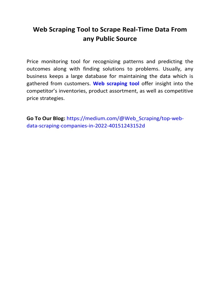 Web Scraping Tool To Scrape Real-Time Data From Any Public Source | PDF ...