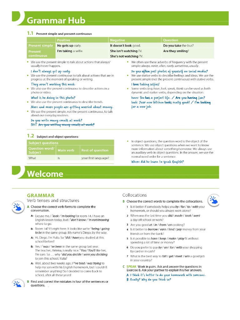 Welcome Lesson + Unit 1.1 - Intermediate | PDF