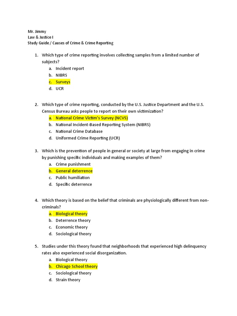 Study Guide Causes of Crime & Crime Reporting | Download Free PDF ...