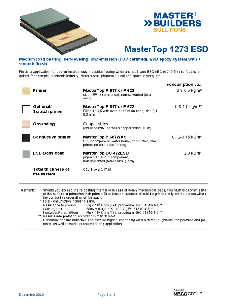 BASF MasterTop 1273 ESD EN | Download Free PDF | Electrostatic ...