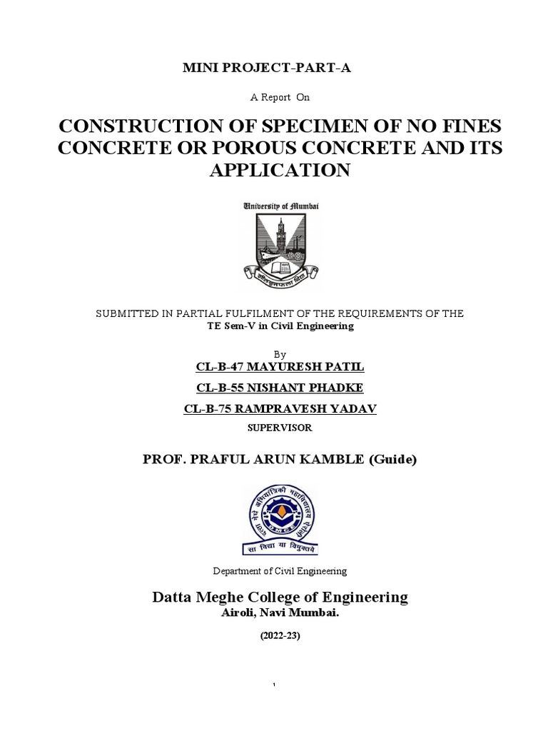 Mini Project Sem VI | PDF | Concrete | Cement