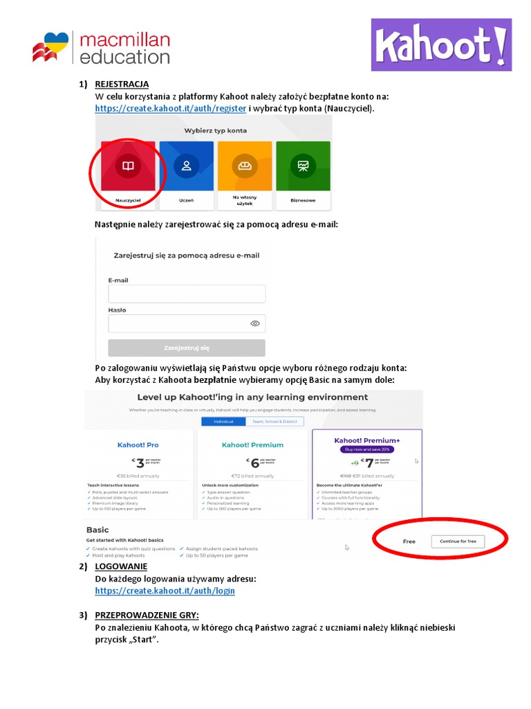 Kahoot Instrukcja Dla Nauczyciela | PDF
