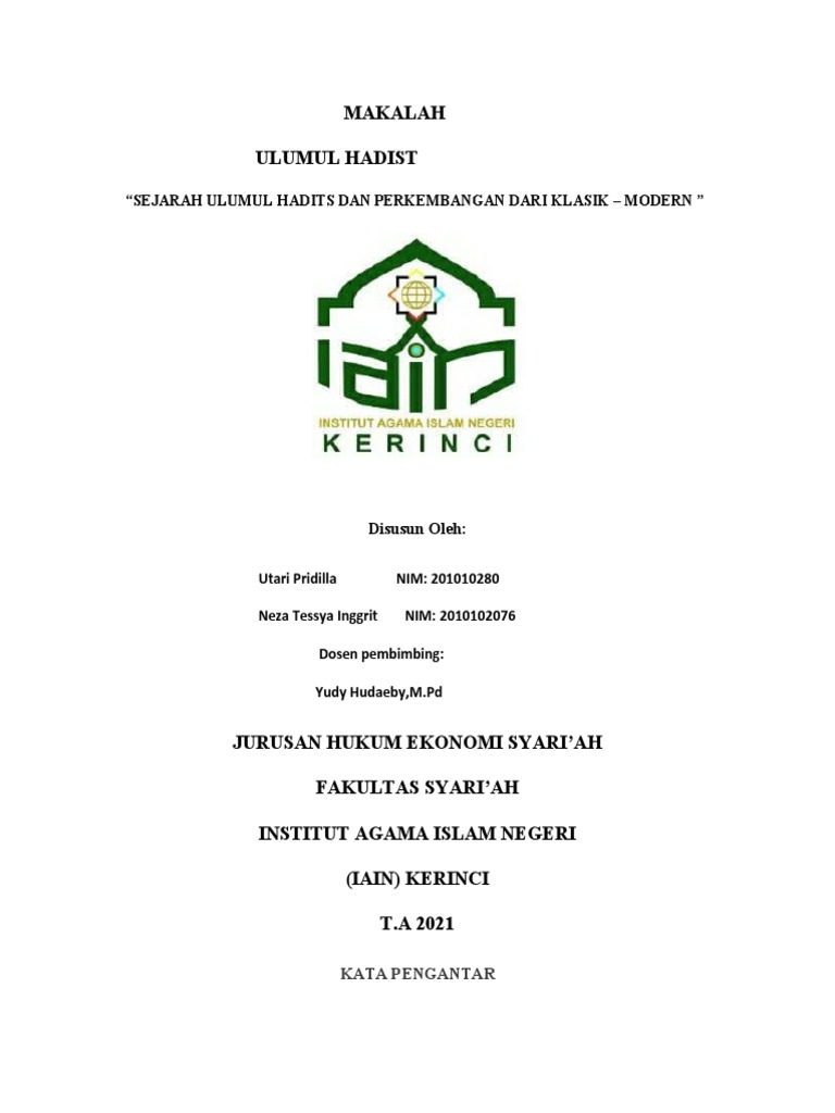 Sejarah Ulumul Hadits: Klasik-Modern | PDF