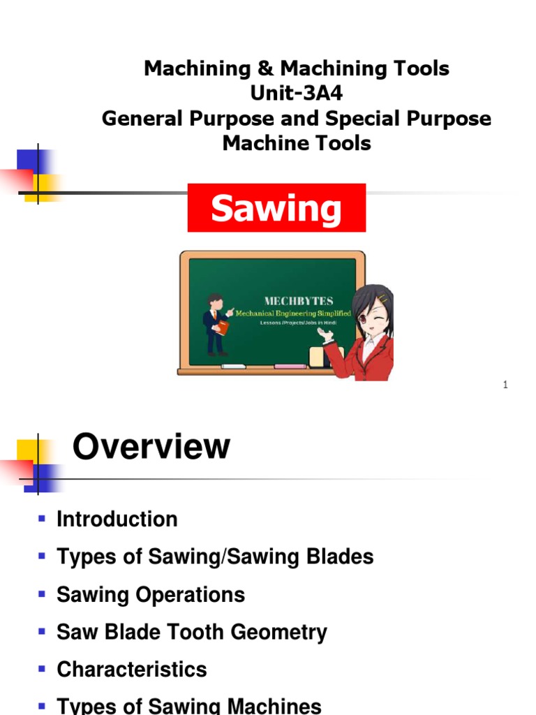 Unit 3a4 Sawing 180328125446 | PDF | Manufactured Goods | Machines