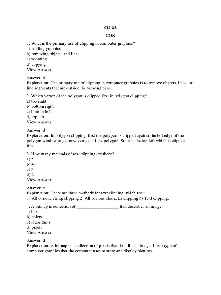 CT2 QB | PDF | Mathematical Objects | Graphics