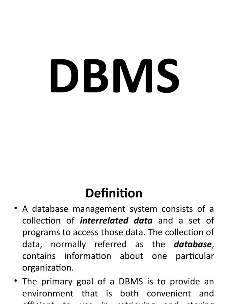 DBMS Chap 01 | PDF | Databases | Object Oriented Programming DBMS Chap 01 | PDF | Databases | Object Oriented Programming