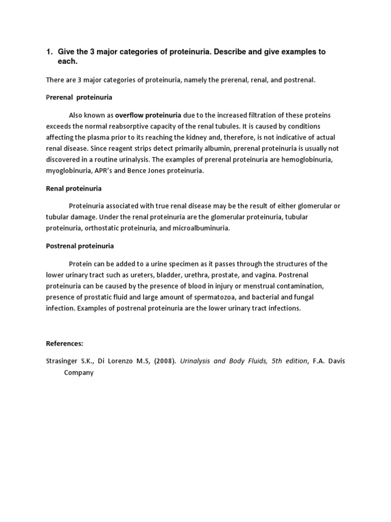 Categories of Proteinuria | PDF