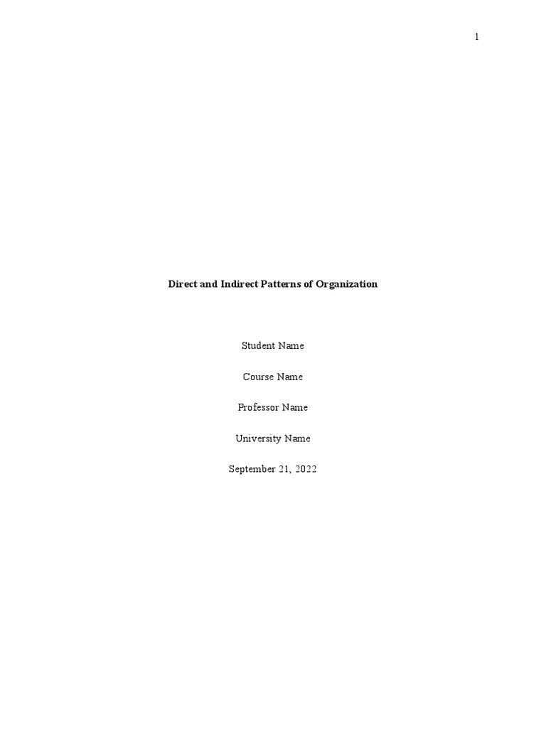 Direct and Indirect Patterns of Organization | PDF | Conversation ...