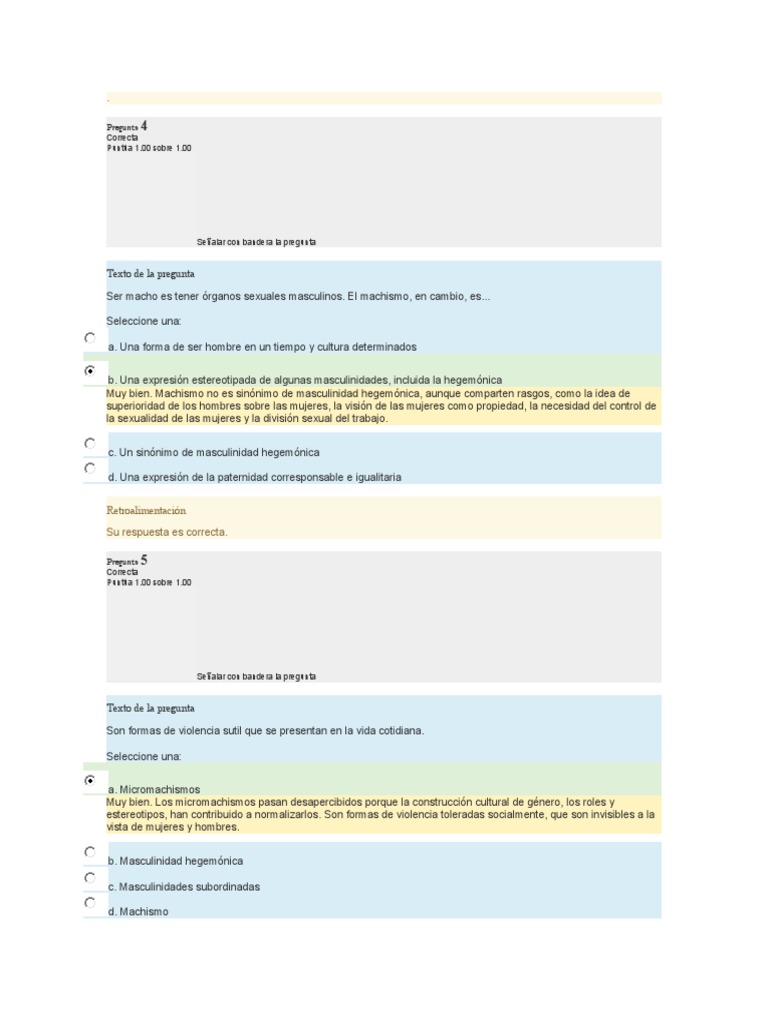 Mejor Cuestionario-Final-Modulo-4-Genero - Masculinidades | PDF | Masculinidad | Género