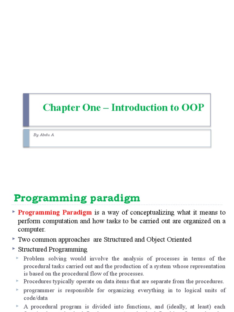 OOP Chapter 1 | Download Free PDF | Object Oriented Programming | Object (Computer Science)