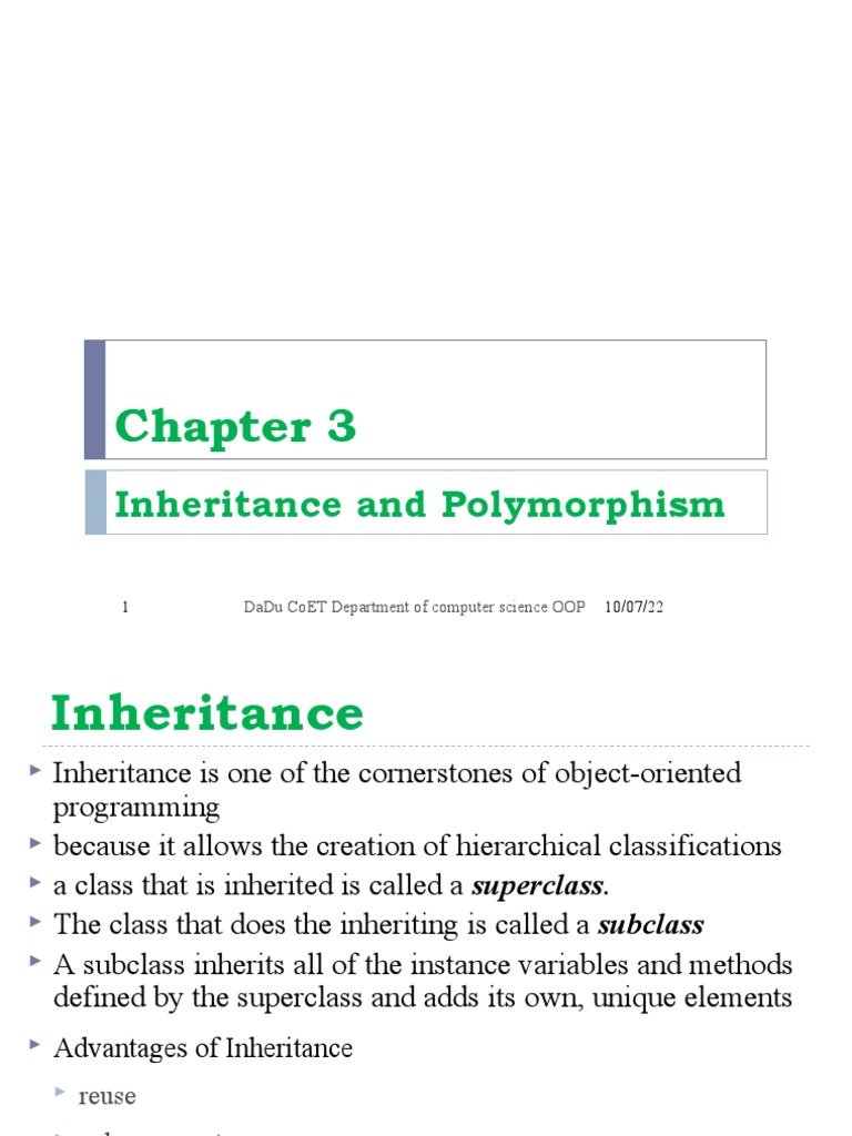 Oop Chapter 3 Pdf Method Computer Programming Inheritance Object Oriented Programming 