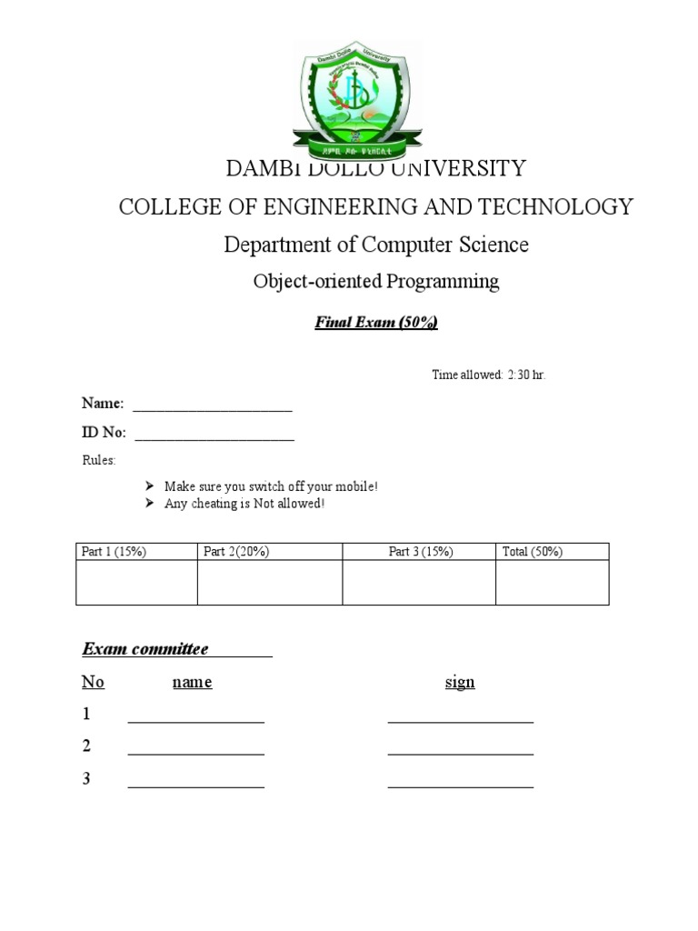 Oop Final Exam Pdf Class Computer Programming Inheritance Object Oriented Programming 2873