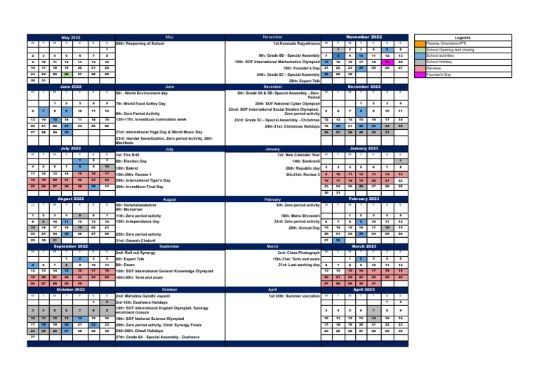Student Calendar 2022 2023 - Grade 6 | PDF