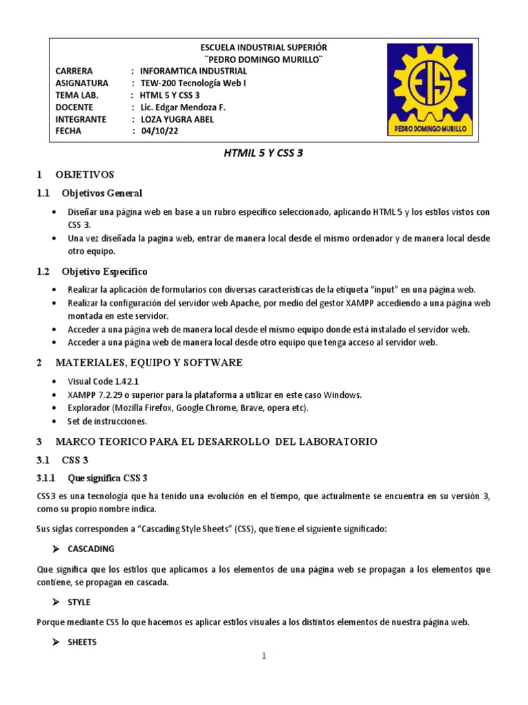 Lab 4 HTML 5 y Css 3 | PDF | HTML | Página web