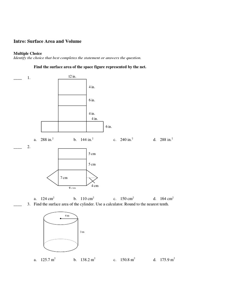 Surface Area and Volume | PDF | Volume | Area