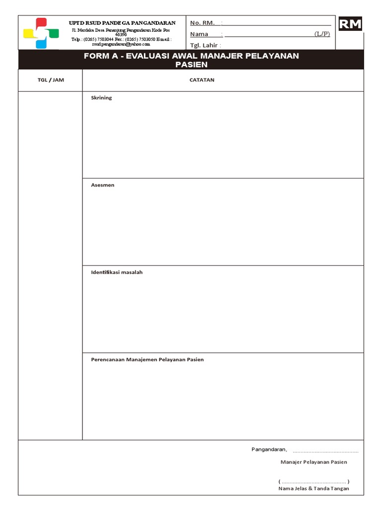 Form A & B Manajer Pelayanan Pasien MPP | PDF