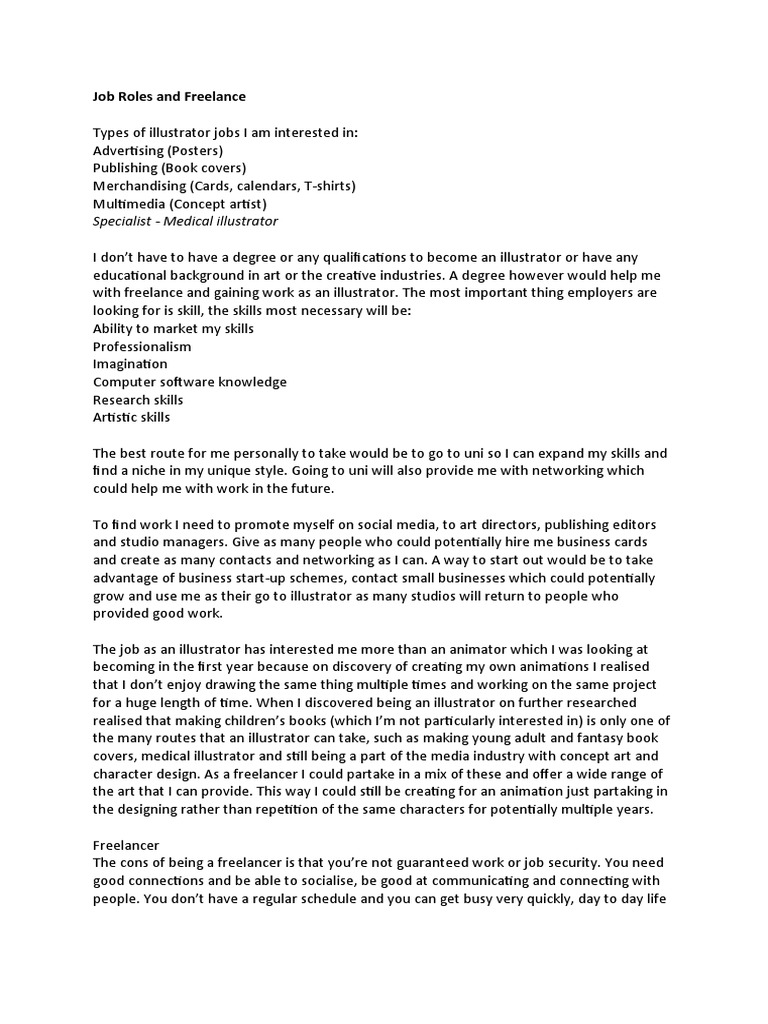 Job Roles and Freelance Ash Task 2 | PDF | Disciplines | Freelancer
