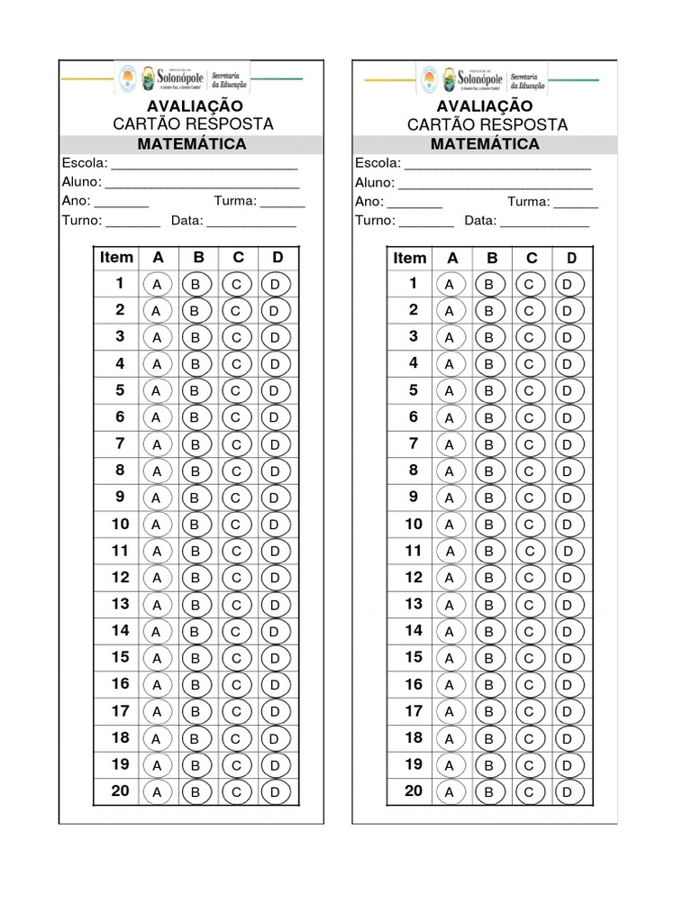 Cartão Resposta PDF | PDF