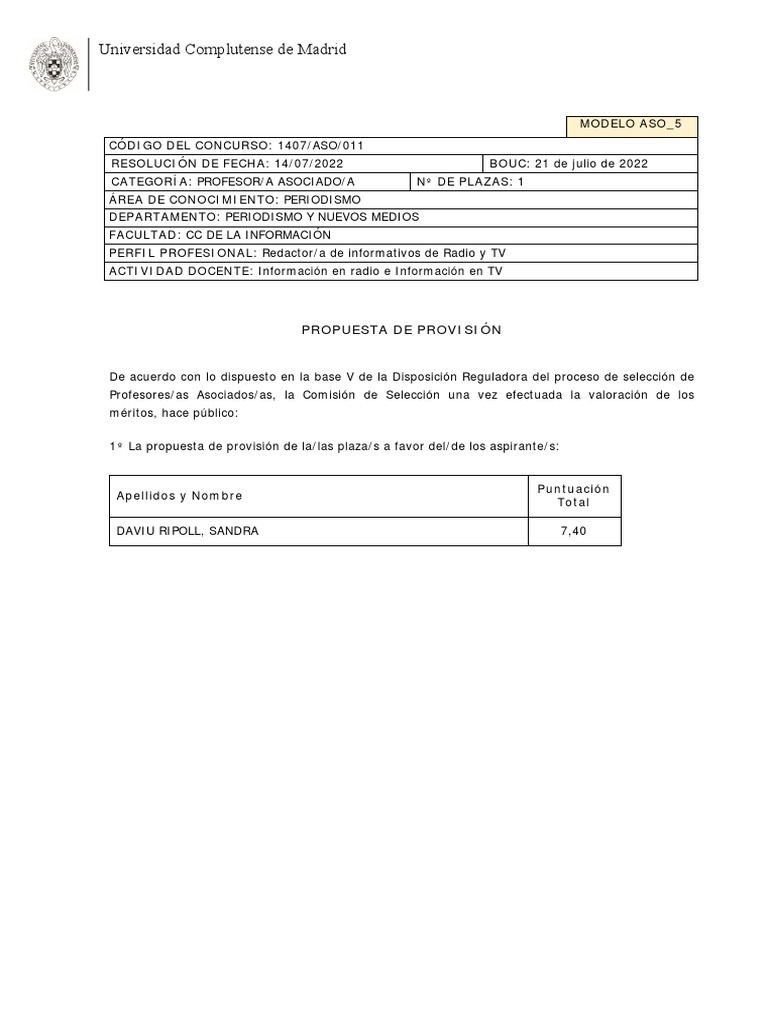 Propuesta de Provision - UCM | PDF Propuesta de Provision - UCM | PDF